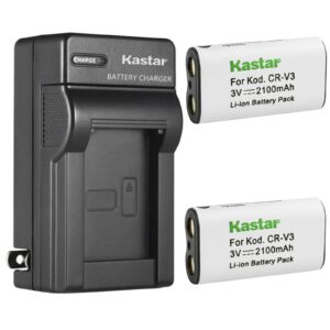 kastar 2-pack cr-v3 battery and ac wall charger replacement for olympus e-20n, fe-100, fe-110, fe-120, sp-310, sp-350, sp-500uz, siemens photopc 800, photopc 850z, photopc 900z, contax contax aria