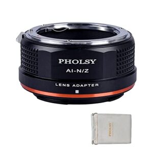 pholsy ftz lens adapter for nikkor ai/f/ais/af/af-i/af-s lens compatible with nikon f lens to nikon z mount camera body compatible with nikon z fc, z30, z9, z8, z6ii, z7ii, z6, z7, z5, z50