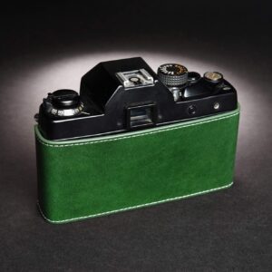 Contax RTS Case, BolinUS Handmade Genuine Real Leather Half Camera Case Bag Cover for Contax RTS/RTS II RTS2 Camera with Hand Strap (Green)