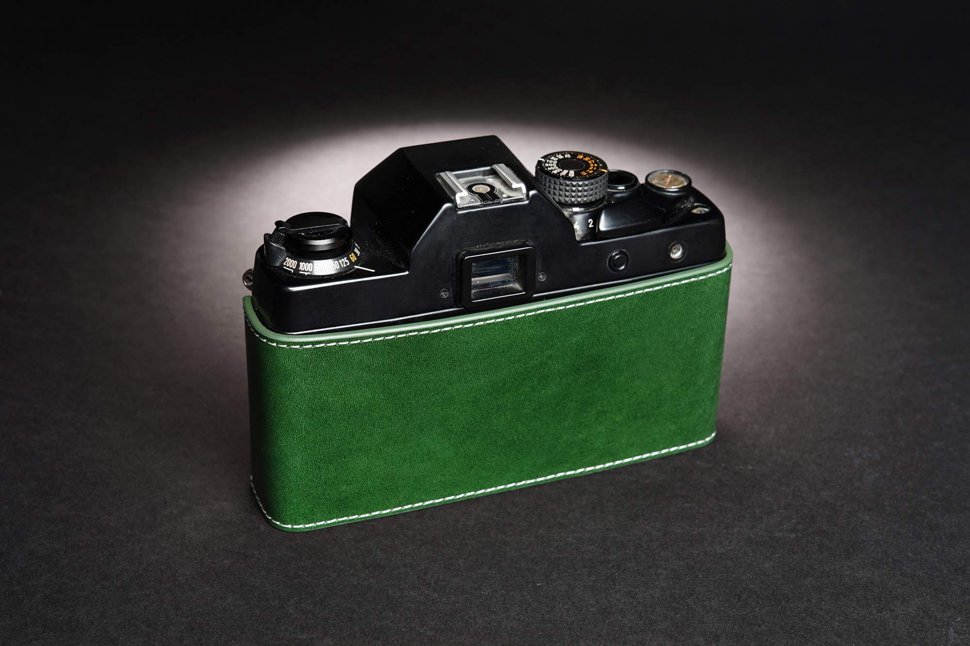 Contax RTS Case, BolinUS Handmade Genuine Real Leather Half Camera Case Bag Cover for Contax RTS/RTS II RTS2 Camera with Hand Strap (Green)