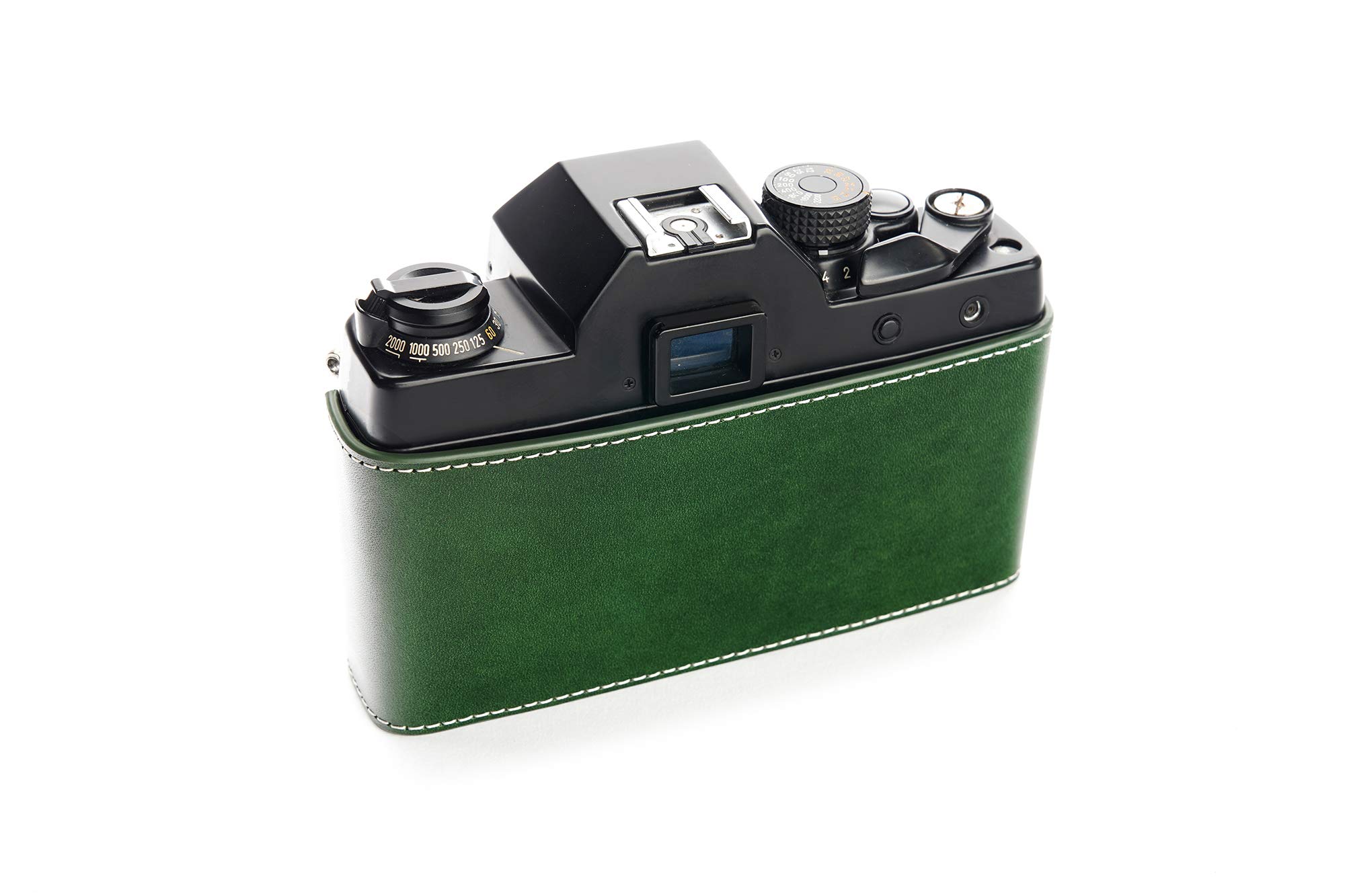 Contax RTS Case, BolinUS Handmade Genuine Real Leather Half Camera Case Bag Cover for Contax RTS/RTS II RTS2 Camera with Hand Strap (Green)