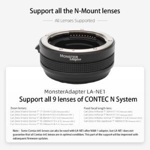 Monster Adapter LA-NE1 Auto Focus Compatible with Contax N Mount Lens to S0NY- E Mount Camera