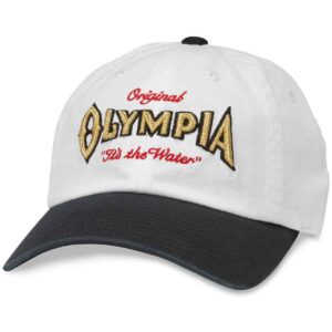 american needle ballpark olympia beer baseball dad buckle strap hat (pbc-1901g-snbl) snow white