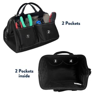 Olympia Tool Bag 18 Inch, Heavy Duty Tools Bag with 14 Pockets, Adjustable Shouder Straps and 600D Reinforced Material