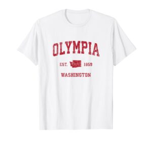 olympia washington wa vintage sports design red print t-shirt