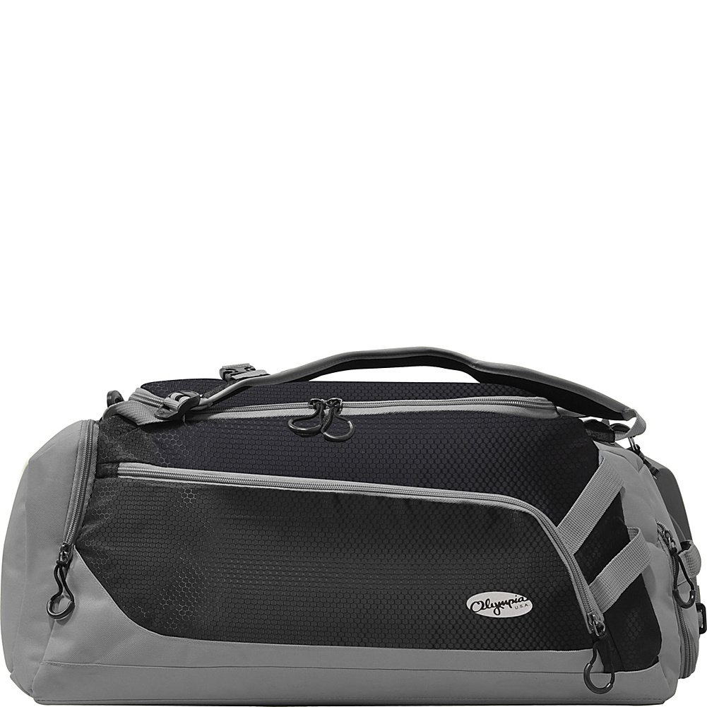 Olympia U.S.A. Blitz 22" Convertible Gym Duffel W/Backpack Straps Duffel Bag, BLACK+GRAY