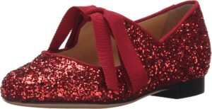 charlotte olympia girl's incy olivia little kid, red glitter fabric, 26 (us 9 toddler) m