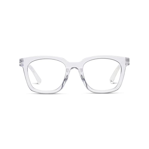 Peepers by PeeperSpecs Women's to The Max Square Blue Light Blocking Reading Glasses, Clear, 49 + 2.25