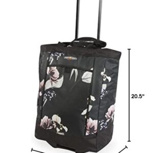 Pacific Coast Signature Large Rolling Shopper Tote, Black Floral