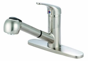 olympia faucets k-5030 elite single handle kitchen pull-out faucet pvd brushed nickel finish