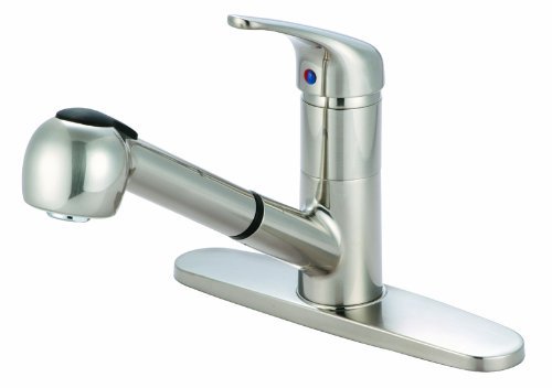 Olympia Faucets K-5030 ELITE Single Handle Kitchen Pull-Out Faucet PVD Brushed Nickel Finish