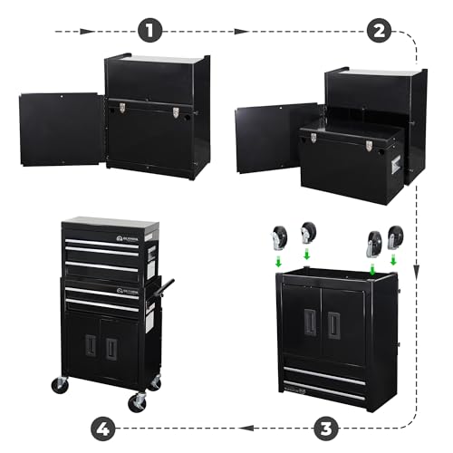 Olympia Tools 20-inch Rolling Tool Chest with Drawers - 5-Drawer Tool Chest Cabinet on Wheels Locking Storage Cabinets Garage Organizers for Workshop