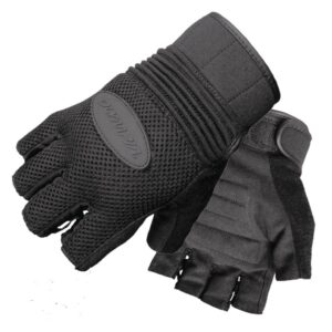 olympia sports men's air force fingerless gel gloves (black, large)