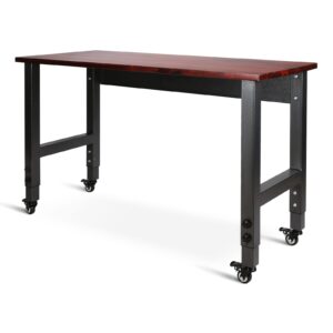 olympia tools 48in adjustable height workbench, w/ 14 levels of height adjustment & heavy duty mobile work bench for garage home office