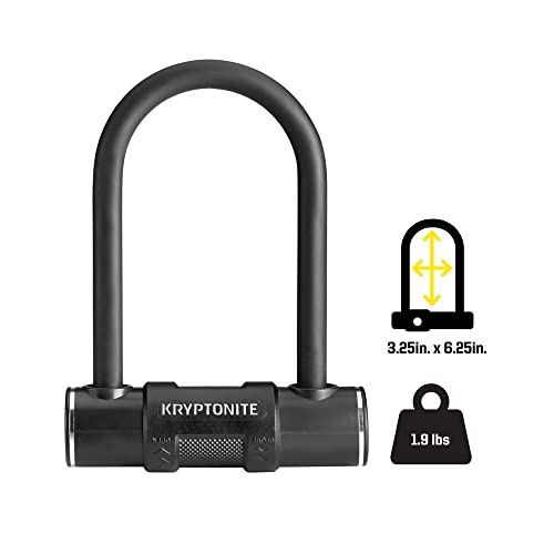 Kryptonite Bike U-Lock with Braided Steel Cable, High Security Anti-Theft Bicycle U Lock, 12mm Shackle and 8mm x4ft Length Security Cable with Keys for Scooter Road Mountain Bikes,Black