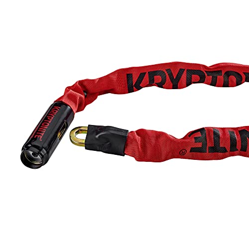 Kryptonite Keeper 785 Bike Chain Lock, 2.8 Feet Long Heavy Duty Anti-Theft Bicycle Chain Lock with Keys for Bike, Motorcycle, Scooter, Bicycle, Door, Gate, Fence,Red, 32 Inch