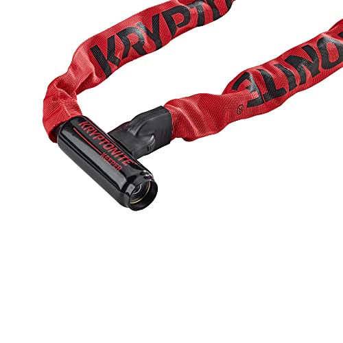 Kryptonite Keeper 785 Bike Chain Lock, 2.8 Feet Long Heavy Duty Anti-Theft Bicycle Chain Lock with Keys for Bike, Motorcycle, Scooter, Bicycle, Door, Gate, Fence,Red, 32 Inch