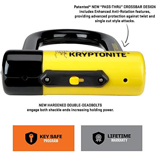 Kryptonite New York Fahgettaboutit Mini Bike U-Lock, Heavy Duty Anti-Theft Bicycle U Lock, 18mm Shackle with Keys, Ultimate Security Lock for Bicycles E-Bikes Scooters,Black