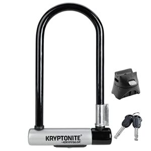 kryptonite kryptolok standard bike u-lock, heavy duty anti-theft bicycle u lock, 12.7mm shackle with mounting bracket and keys, high security lock for bicycles scooters,black