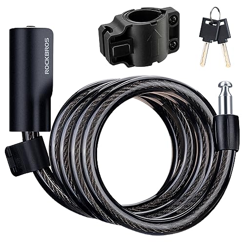 ROCKRBOS Bike Cable Lock with Key, ABS Lock Shell, 2 Keys & 1 Mount Bracket, Cable Lock for Bicycle/Scooter/Gate