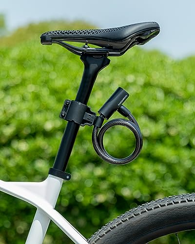 ROCKRBOS Bike Cable Lock with Key, ABS Lock Shell, 2 Keys & 1 Mount Bracket, Cable Lock for Bicycle/Scooter/Gate