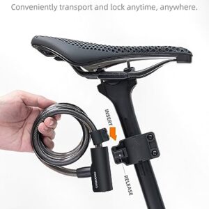 ROCKRBOS Bike Cable Lock with Key, ABS Lock Shell, 2 Keys & 1 Mount Bracket, Cable Lock for Bicycle/Scooter/Gate