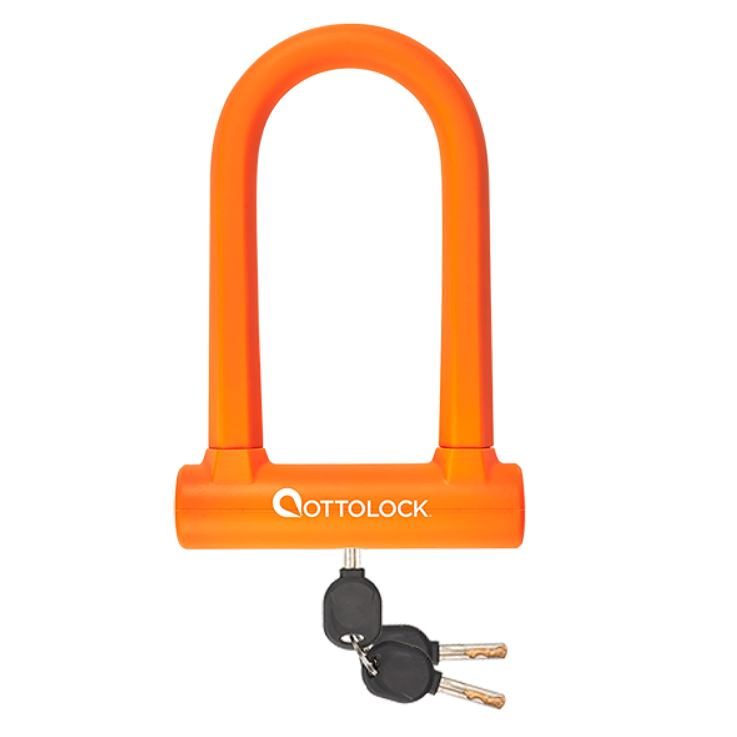 OTTOLOCK Sidekick Compact U-Lock | Lightweight Silicone-Coated Bike Lock (Orange)