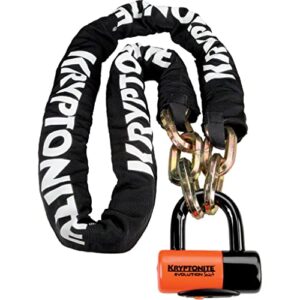 kryptonite new york fahgettaboudit 1217 bike chain lock, 5.5 ft long 12mm steel chain heavy duty anti-theft bicycle chain lock with keys, ultimate security for e-bike, motorcycle, scooter