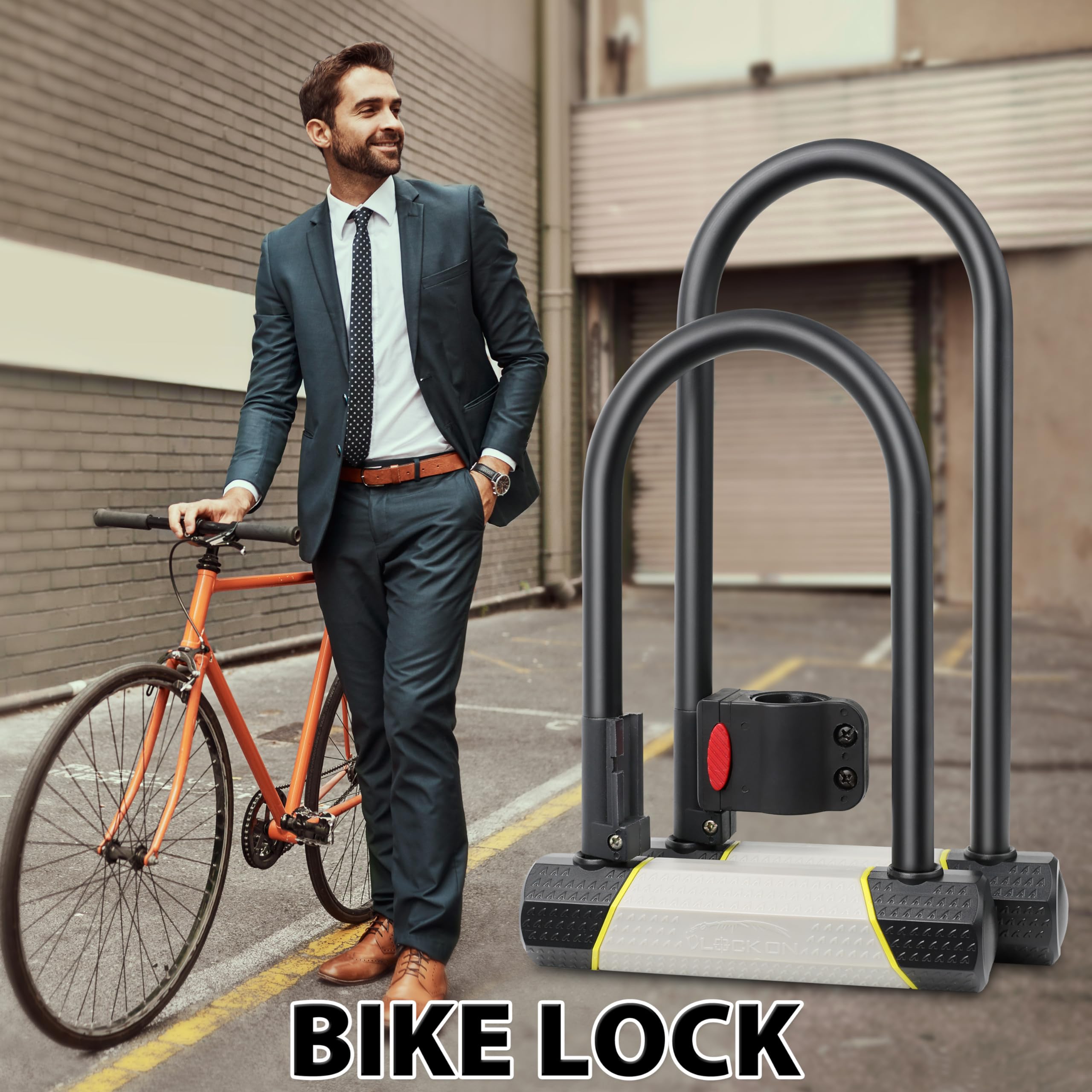 SUNYA Bike Lock Heavy Duty Anti Theft, Bicycle Lock with 3 Keys High Security, Bike U Lock 180x320mm + 4.9 Foot Cable. Fit for Road Mountain Folding Scooter Motor Bike