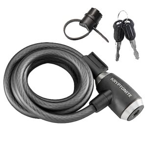 kryptonite kryptoflex bike lock cable, 2ft/6ft/10ft long 12mm thick heavy duty braided steel cable anti-theft security lock for outdoor equipment, combination/key bike lock, black