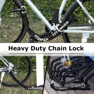 Titanker Motorcycle Chain Lock with U Lock, 4 Feet Heavy Duty Bike Chain Locks with 2 Keys, 12mm Thick Chain with 14mm Thick U Lock Anti-Theft Bike Lock for Bicycles, Motorbikes, Mopeds, Scooters