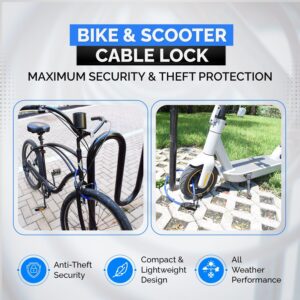 DocksLocks Anti-Theft Security Cable Lock, Blue, 2ft, Combination Lock, Weather Resistant, Portable