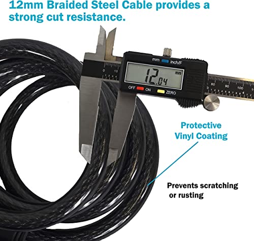 Lumintrail Bike Lock, Combination Lock - 4ft Heavy Duty Anti Theft Bike Cable Lock with Mounting Bracket (Black, 1 Pack)