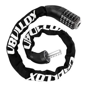 ubullox bike chain lock 3ft bike lock 5-digit combination bike lock anti-theft bicycle lock 6mm thick resettable bike lock chain for bicycle, motorcycle, scooter, gate, fence