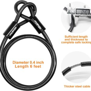 NDakter Bike U Lock, Heavy Duty Anti Theft Bicycle Locks Cable for Ebike, 18mm Shackle, 6FT Length High Security Cable with 3 Keys for Electric Scooter, Motorcycle, Bicycles,Outdoor Equipment