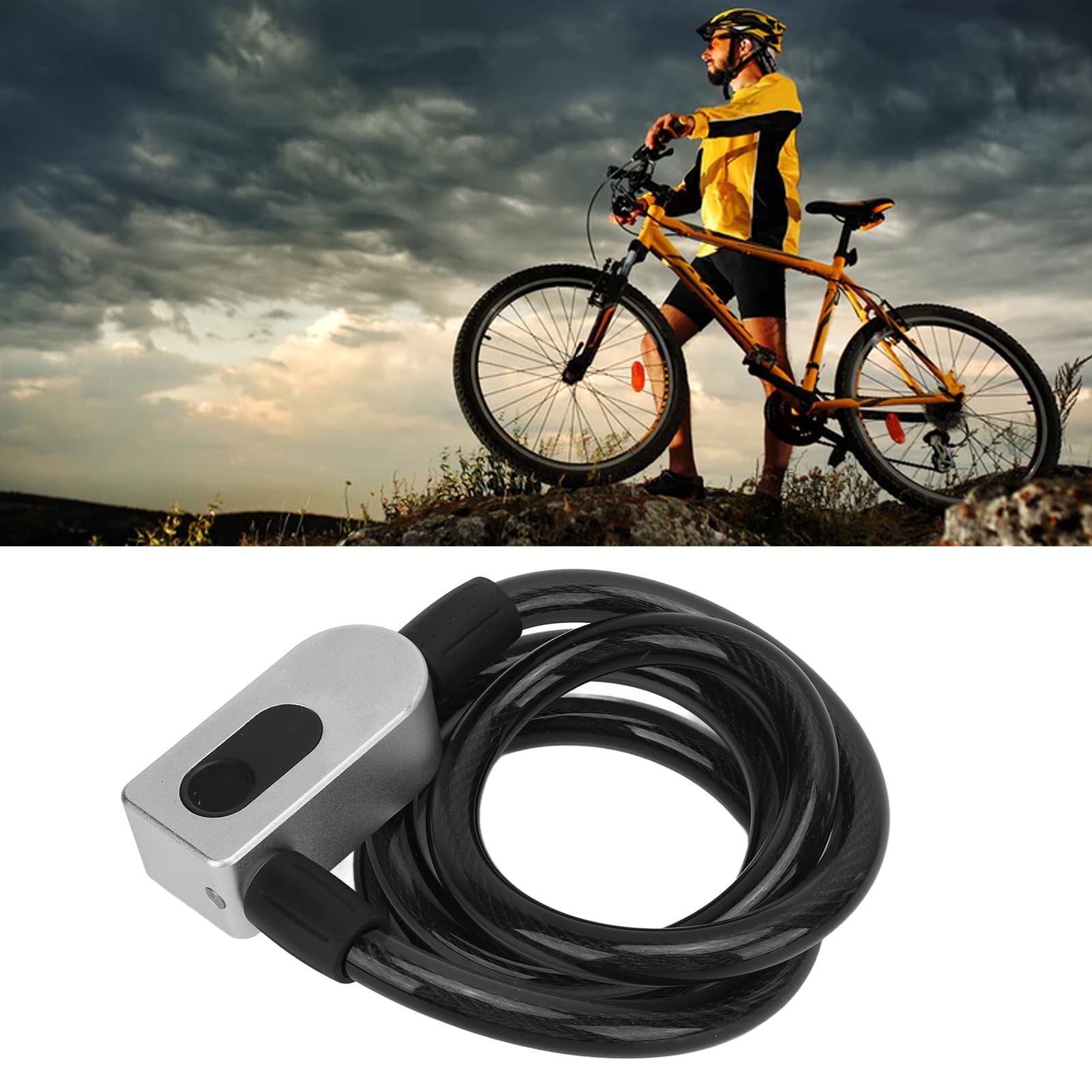 Bike Cable Lock, Fingerprint Bike Lock with Chain Anti Theft Keyless Bicycle Chain Lock for Outdoor Bike Mountain Bike Motorcycles Scooters