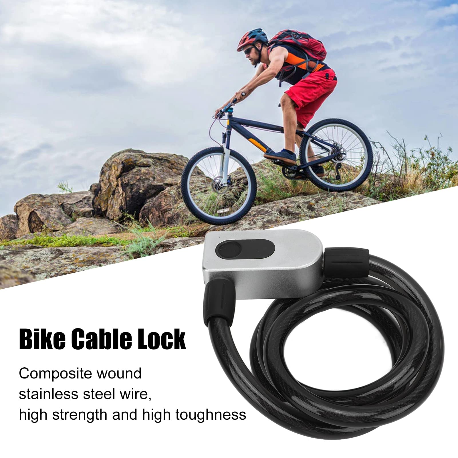 Bike Cable Lock, Fingerprint Bike Lock with Chain Anti Theft Keyless Bicycle Chain Lock for Outdoor Bike Mountain Bike Motorcycles Scooters