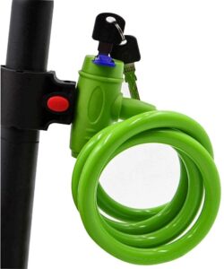 bike lock, cable lock, coiled secure keys, portable mountain bike wire lock with mounting bracket 1.2mx12mm(color:green)