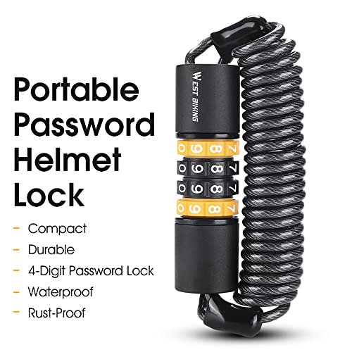 ADBEN Bicycle ty Lock Bike Helmets AntiTheft Elasticity Locks 4 Digits Combination Password Road Bike Steel Cable Lock Portable Cycling Lock