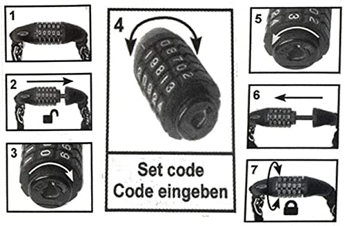 Bicycle Lock, Mountain Bike Anti-Theft Chain, Combination Lock, Suitable for Bicycles, Motorcycles and Electric Vehicles(Color:Black)