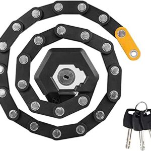 Bicycle Lock Chain 26-Section Folding Lock, Zinc Alloy, Anti-Theft Lock, Suitable for Mountain Bikes, Electric Cars, Motorcycles, with 3 Keys