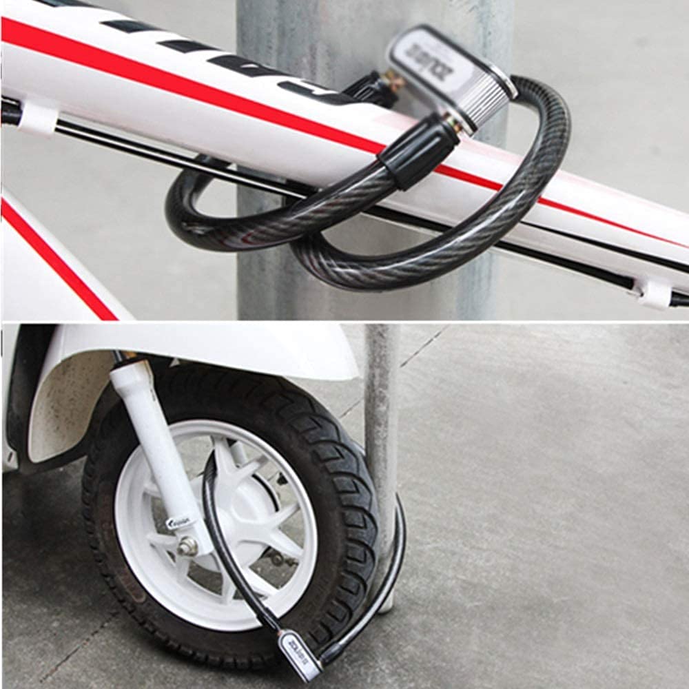 Steel Cable Lock Bicycle Lock Anti-Theft Lock, Alloy Steel Lock, 80Cm Long, Suitable for Mountain Bikes, Motorcycles, Electric Cars, Gates