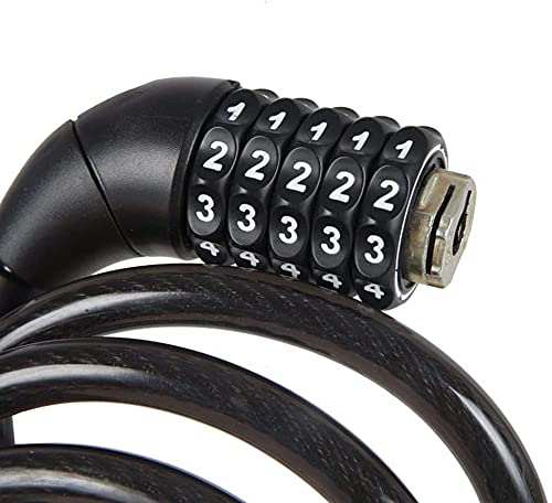 High Security 5-Digit Combination Lock for Bicycle Lock, Anti-Theft Mountain Bike Bicycle Lock, Black