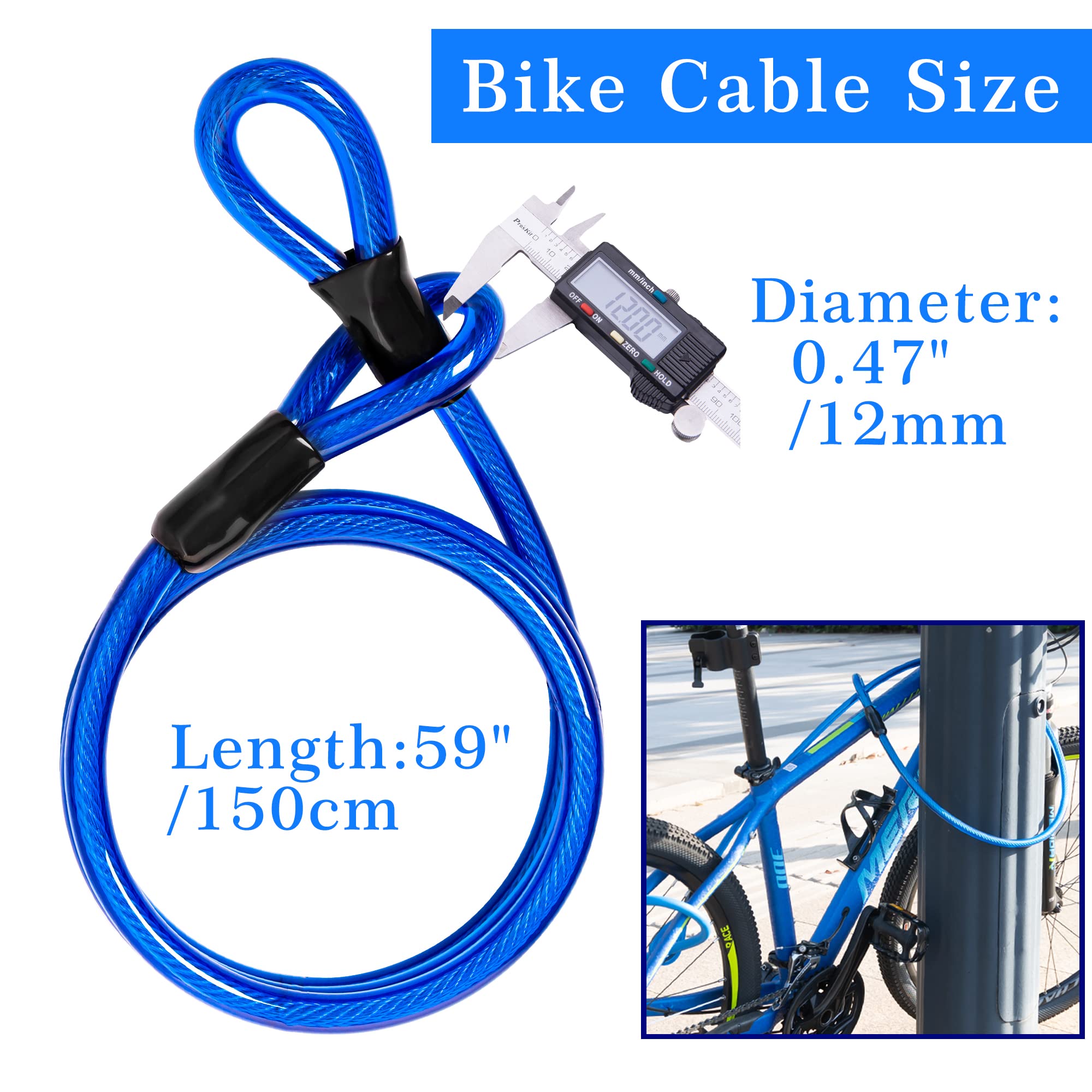 SKYSONIC Bike Lock Heavy Duty Bike U Lock with Cable 14mm Shackle and 12mm x1.5m Cable and Sturdy Mounting Bracket for Mountain Bike Fold Bike Road Bike（Navy Blue）