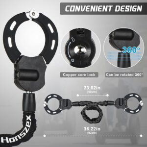 Honszex Scooter Lock, Bike Locks High Security with Key, 36.22inch Heavy Duty Bike Lock Chain, Accessories for e-Bikes & e-Scooters, Lock for Bicycle, E-Bike, Electric Scooter