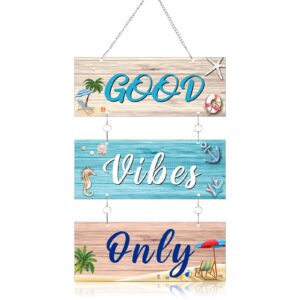 hotop beach sign decor hanging sea decorations starfish wall decoration beach plaque door wall plaque decor sign with seahorse and scallop for decoration (elegant style)