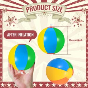 Hungdao 36 Pcs Mini Beach Ball Decoration Rainbow Small Beach Ball with Hanging Rope and Hooks Inflatable Pool Ball Blow up Sport Ball Toy for Water Games Summer Hawaiian Party Ornament