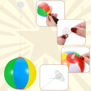 Hungdao 36 Pcs Mini Beach Ball Decoration Rainbow Small Beach Ball with Hanging Rope and Hooks Inflatable Pool Ball Blow up Sport Ball Toy for Water Games Summer Hawaiian Party Ornament