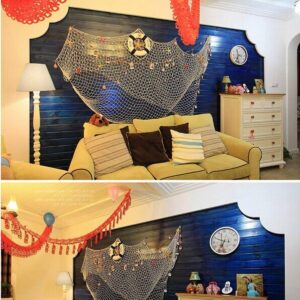 Rosoz Nature Fish Net Wall Decoration with Shells, Ocean Themed Wall Hangings Fishing Net Party Decor for Pirate Party,Wedding,Photographing Decoration