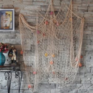 Rosoz Nature Fish Net Wall Decoration with Shells, Ocean Themed Wall Hangings Fishing Net Party Decor for Pirate Party,Wedding,Photographing Decoration